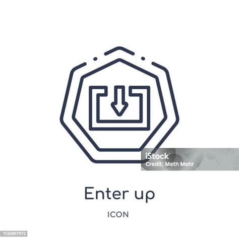 선형 화살표 개요 컬렉션에서 아이콘을 입력 합니다 얇은 라인은 흰색 배경에 고립 된 벡터를 입력 합니다 최신 유행 그림을 입력