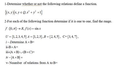 solved determine whether or not the following relations
