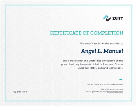 Zuitt Coding Bootcamp Certificate Of Completion