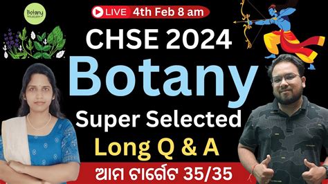 🔴chse Exam 2024 Selected Botany Long Questions And Answers Youtube