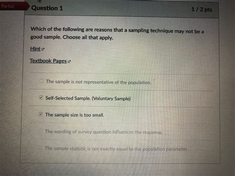 Solved Partial Question 1 1 2 Pts Which Of The Following Are