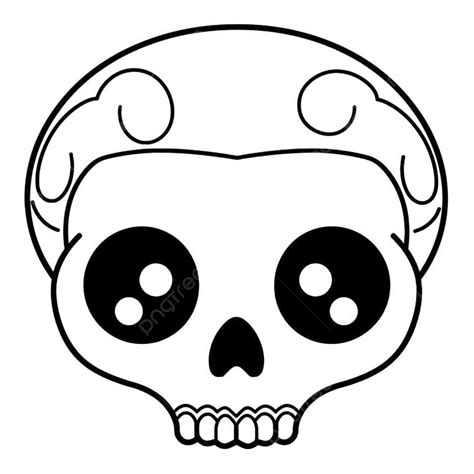 흑백 두개골 색칠 페이지 기본 간단한 귀여운 만화 해골 개요 흰색 배경에 고립 어린이 색칠 페이지 Png 일러스트 및 이미지 에 대한 무료 다운로드 Pngtree