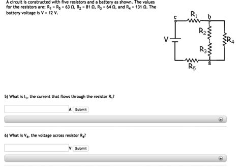 Solved A Circuit Is Constructed With Five Resistors And A Battery As