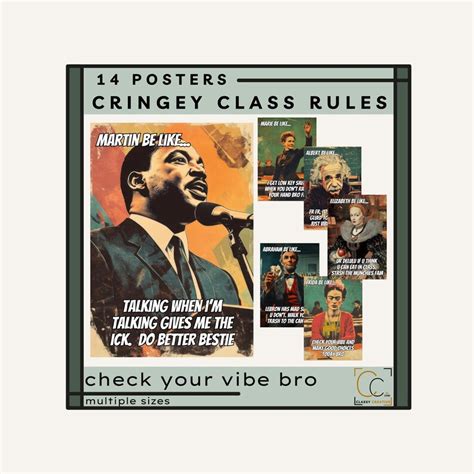 Funny Classroom Rules Posters Historical Figures Cringey Class Rules Classroom Management