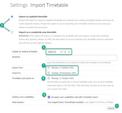 How To Import Your Timetable If You Are Using An External Timetabling Package