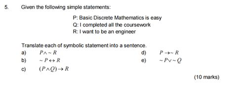 Solved Given The Following Simple Statements P Basic Chegg Com