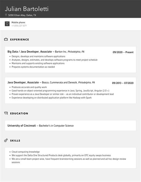 Java Developer Associate Resume Samples Velvet Jobs