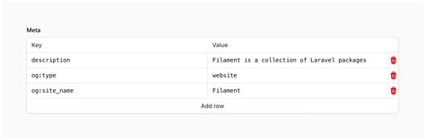 Key Value Forms Filament