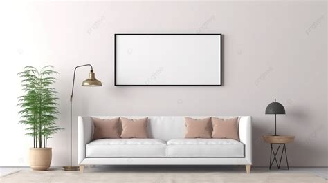 3d 렌더링에서 소파 플로어 램프 및 빈 프레임 모형 카펫 거실 고전적인 인테리어 현대 소파 배경 일러스트 및 사진 무료