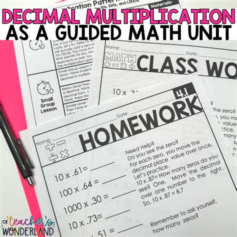 Guided Math Multiplying Decimals Unit A Solution For Struggling Math