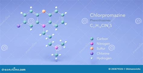 Chlorpromazine Molecule Molecular Structures Phenothiazines 3d Model Structural Chemical