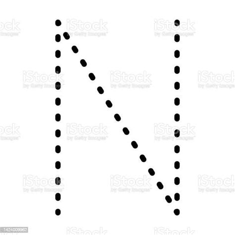 추적 알파벳 문자 N 유치원 유치원 및 몬테소리 학교 어린이 워크 시트에 대한 점선 요소를 필기 연습 활동을위한 사전 작성 0명에 대한 스톡 벡터 아트 및 기타 이미지
