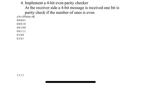 Solved 4 Implement A 4 Bit Even Parity Checker At The