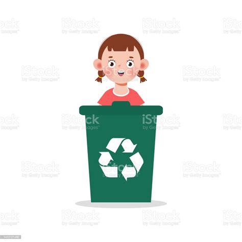 아이 재활용을위한 쓰레기 수집 어린이 쓰레기 분리 쓰레기 재활용 세계 구하기 흰색 배경에 고립 된 재활용 벡터 일러스트 레이 션