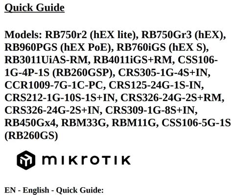 MikroTik RB R HEX Lite Router User Guide