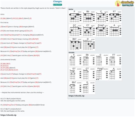 Chord Changes Tab Song Lyric Sheet Guitar Ukulele Chords Vip