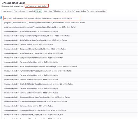unsupported operation infinity or nan toint progress indicator dart · issue 105218 · flutter