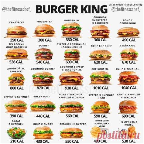 Калории Burger King Все о методах похудения фитнес домашние диеты правил Кулинария Постила