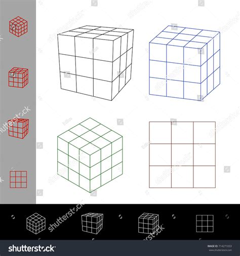 Cube Wireframe Setvector Outline Illustration Stock Vector Royalty