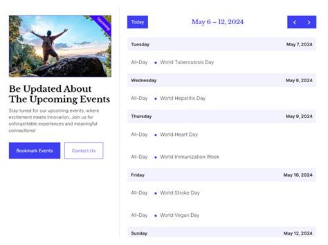 Upcoming Events Unlimited Elements Widget Library For Elementor Blocks Library For