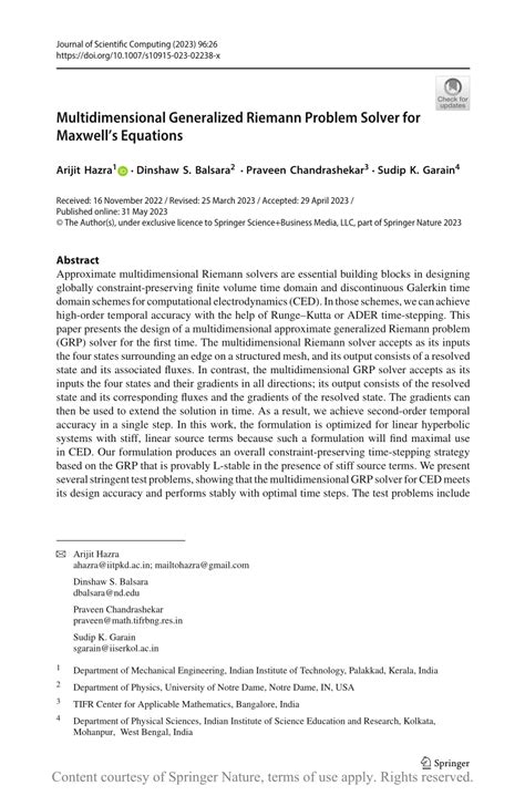 multidimensional generalized riemann problem solver for maxwell s equations request pdf
