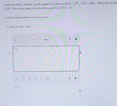 Solved Verify That Rolle S Theorem Can Be Applied To The Chegg Com