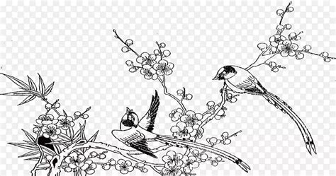 黑白手绘花鸟喜鹊设计素材PNG图片素材下载 图片编号7506232 PNG素材网