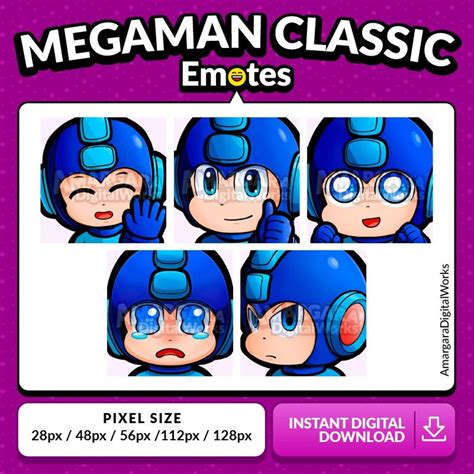 Megaman Classic Emote Set For Twitchyoutubediscord Etsy