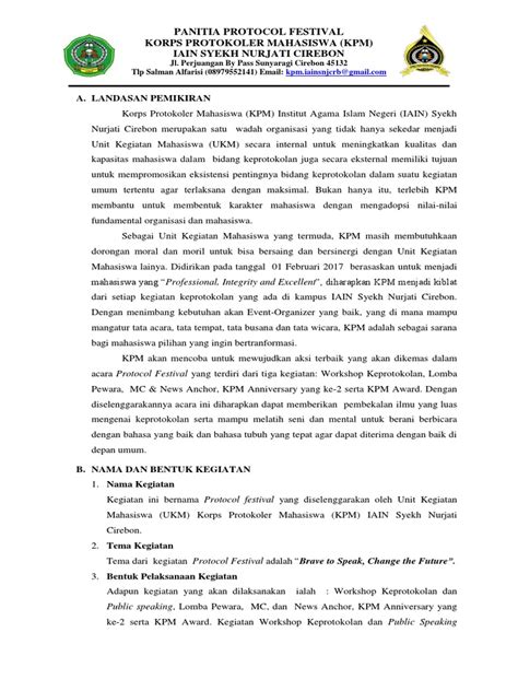 Proposal Protocol Festival Ex Pdf