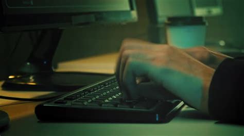 Computer Hacker Typing Code On Keyboard Late Night Working Technology Stock Footage Ft