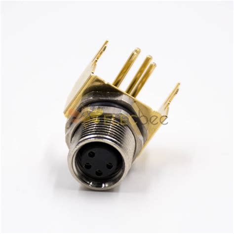 M8 4 Pin Female Connector Panel Receptacles Right Angle Pcb Mount