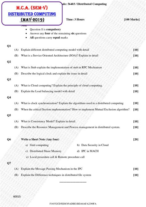 university of mumbai m c a sem v distributed computing old
