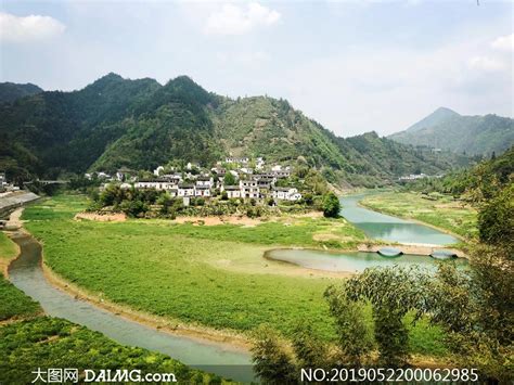 风景素材村庄 村庄风景 风景素材绘画 大山谷图库