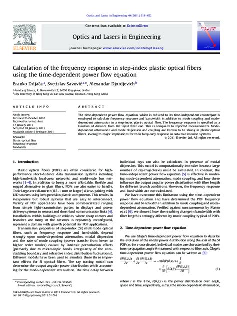 Pdf Calculation Of The Frequency Response In Step Index Plastic
