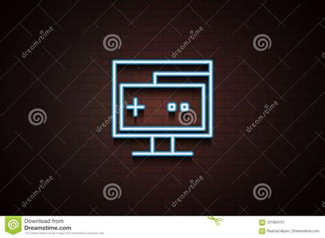 Pc Testing Icon In Neon Style Stock Illustration Illustration Of Business Design