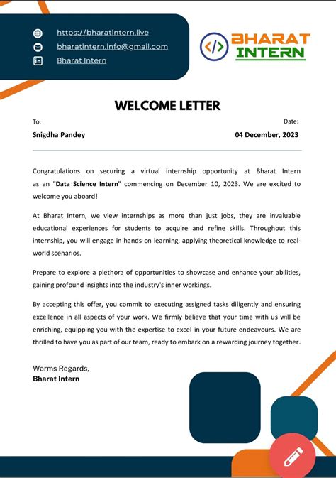 Snigdha Pandey On Linkedin Bharatintern Datascience Internship