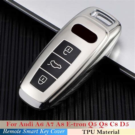 Tpu 원격 키 케이스 커버 셸 Fob 골드 가장자리 디자인 홀더 보호대 아우디 A6 A7 A8 E Tron Q5 Q8 C8 D5 새로운 자동차 액세서리