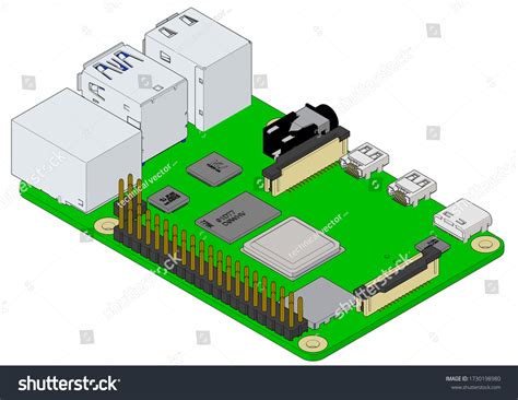 Mega Board Microprocessor Interfaces Leds Connectors Stock Vector Royalty Free 1730198980