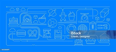 웹 페이지 헤드 라인 브로셔 연례 보고서 및 책 표지를위한 Bakery 관련 배너 디자인 고급에 대한 스톡 벡터 아트 및 기타 이미지 Istock