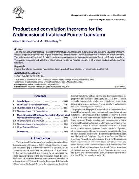 Pdf Product And Convolution Theorems For The Textit N Dimensional Fractional Fourier Transform