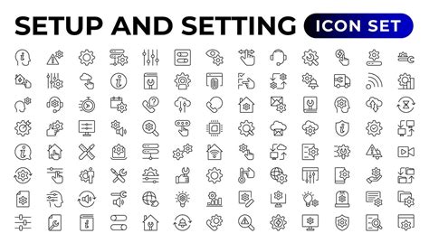 Setup And Setting Thin Line Icons Outline Icon Collection 42599326 Vector Art At Vecteezy