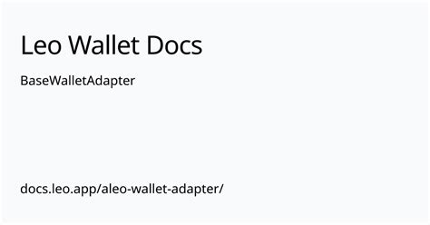 basewalletadapter leo wallet docs