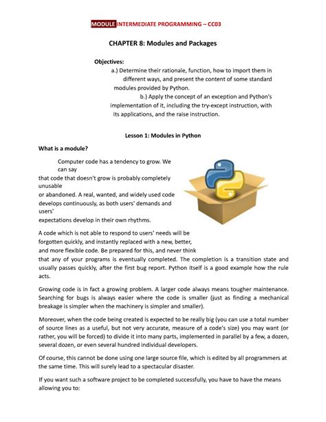 Cc03 Chapter 8 Programming Module Intermediate Programming Cc Chapter 8 Modules And
