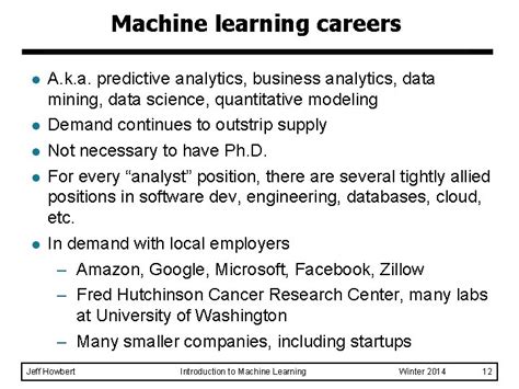 machine learning introduction jeff howbert introduction to machine