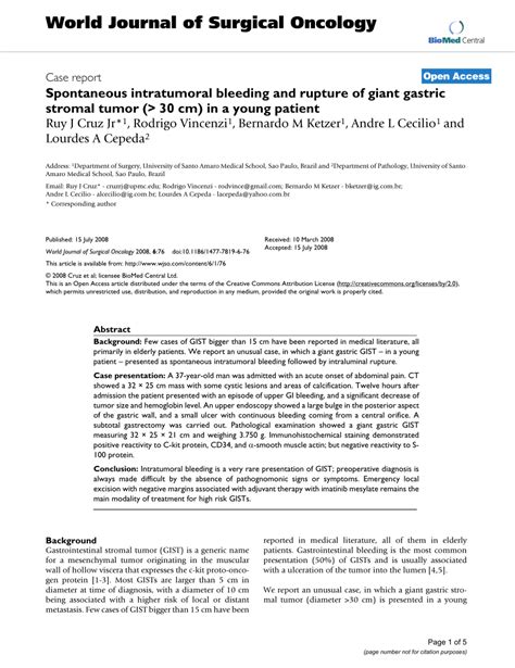 Pdf Spontaneous Intratumoral Bleeding And Rupture Of Giant Gastric