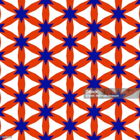 오각형 육각형 및 삼각형의 매끄러운 패턴은 노란색 녹색 파란색 빨간색으로 배경 화면 배경 및 인도네시아 바틱 천 모티브를 제공합니다 격자 파이에 대한 스톡 벡터 아트 및