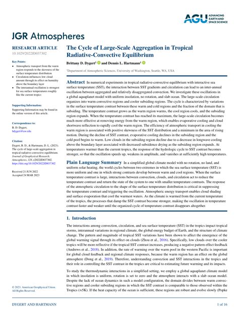 The Cycle Of Large‐scale Aggregation In Tropical Radiative Convective Equilibrium Request Pdf