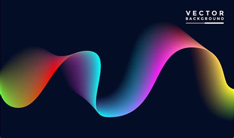 빨간색 분홍색 파란색 보라색 노란색 녹색의 웨이브 라인 추상적 인 벡터 일러스트 레이 션은 검은 배경에 고립되어 있습니다 기술 과학 음악 또는 현대적인 컨셉을 위한 디자인