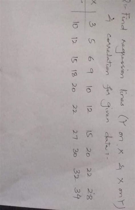 solved 2 find regression lines yon x x x ont and