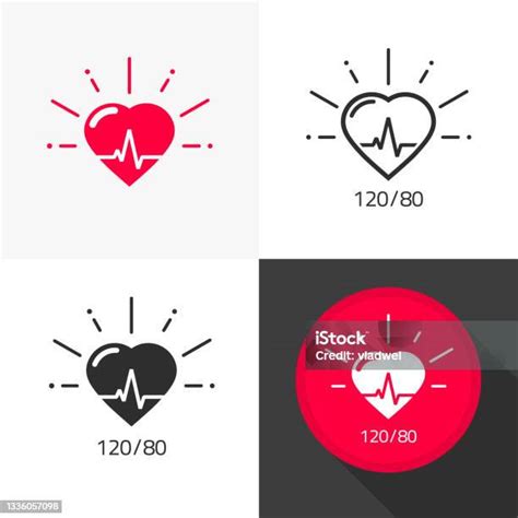 심장 박동 펄스와 혈압 픽토그램 플랫 만화와 라인 개요 디자인 심전도 또는 심전도 건강 검진 테스트 기호 고립 된 클립 아트와 심장 건강 관리 의료 아이콘 벡터 심폐소생술에